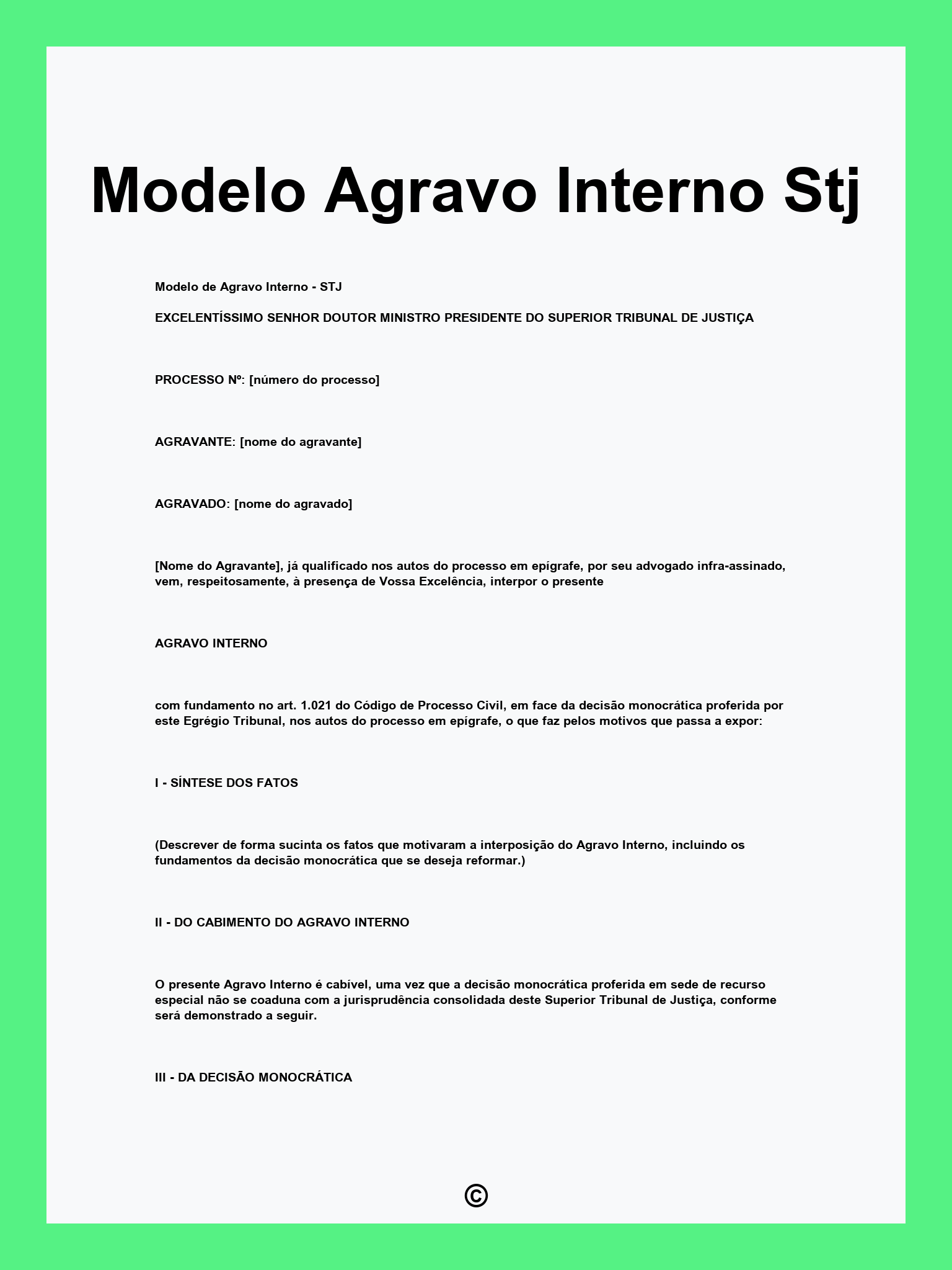 Modelo Agravo Interno Stj