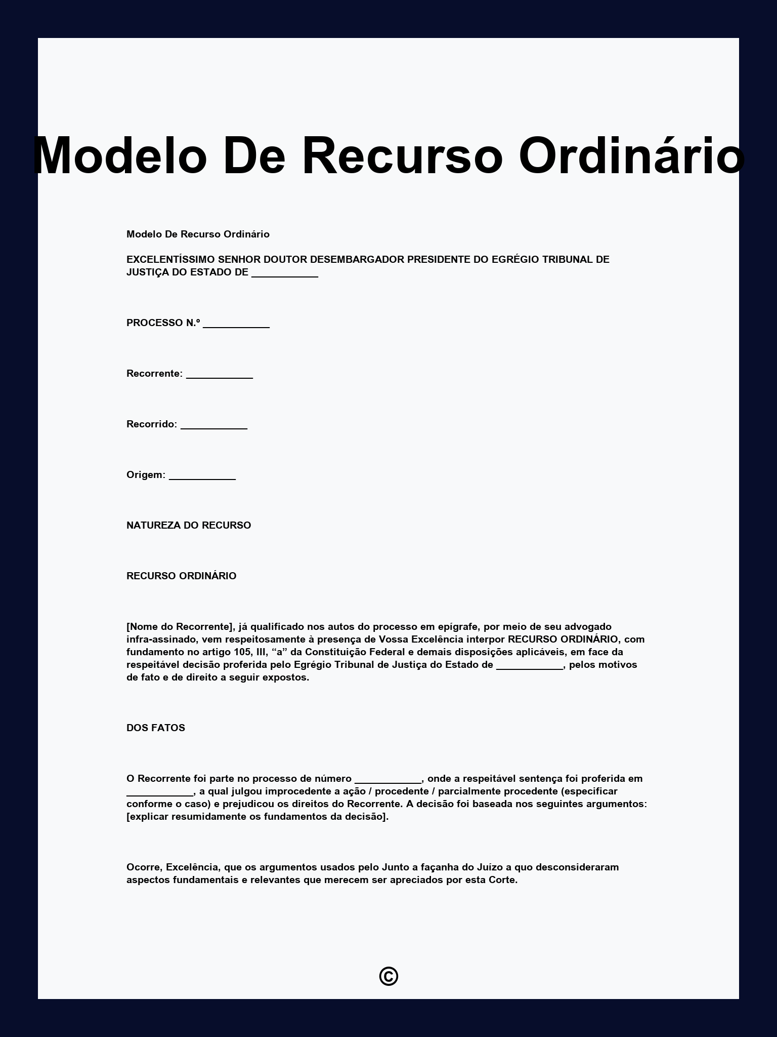 Modelo De Recurso Ordinário