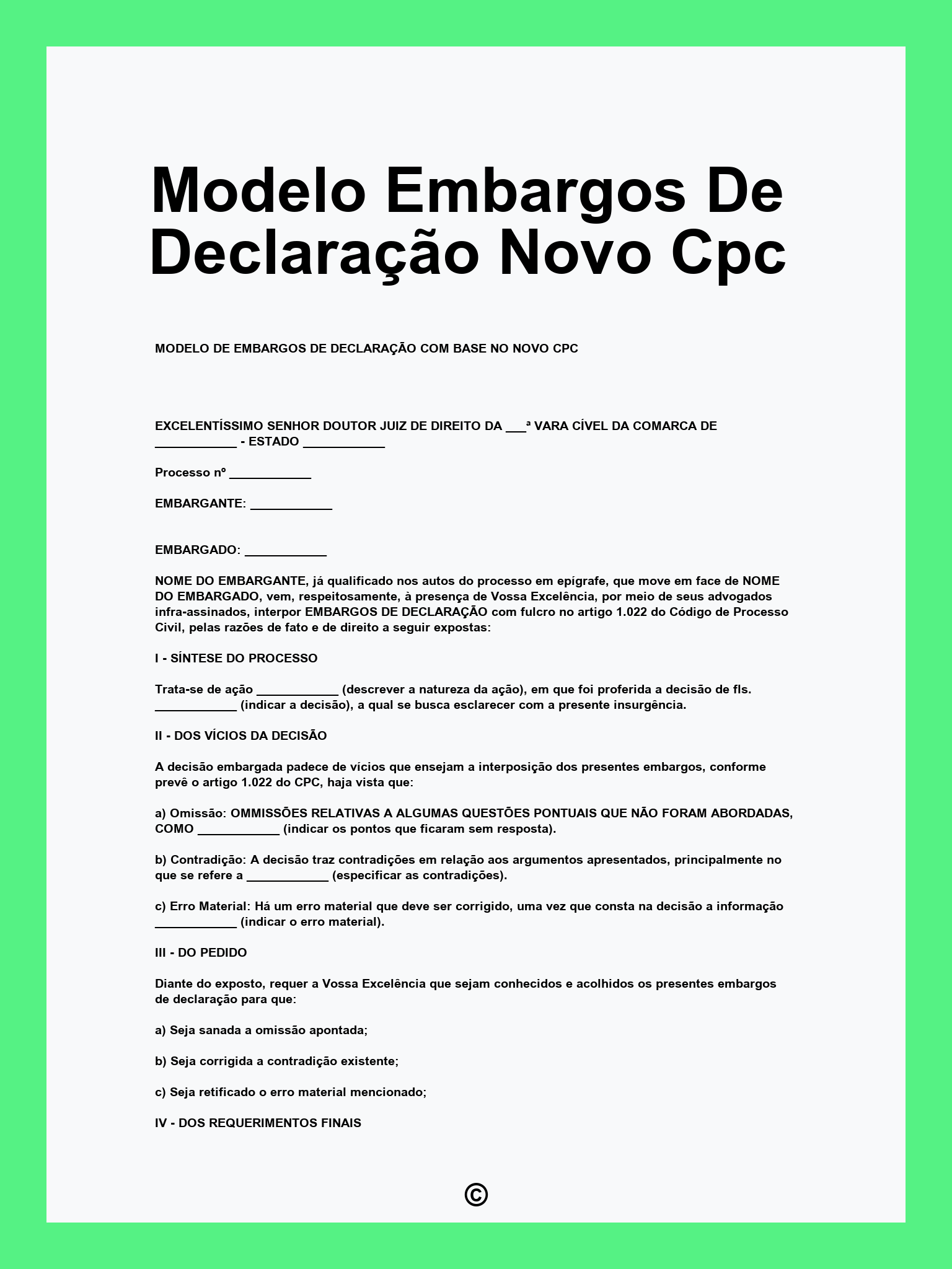 Modelo Embargos De Declaração Novo Cpc Modelo Embargos De Declaração Novo Cpc