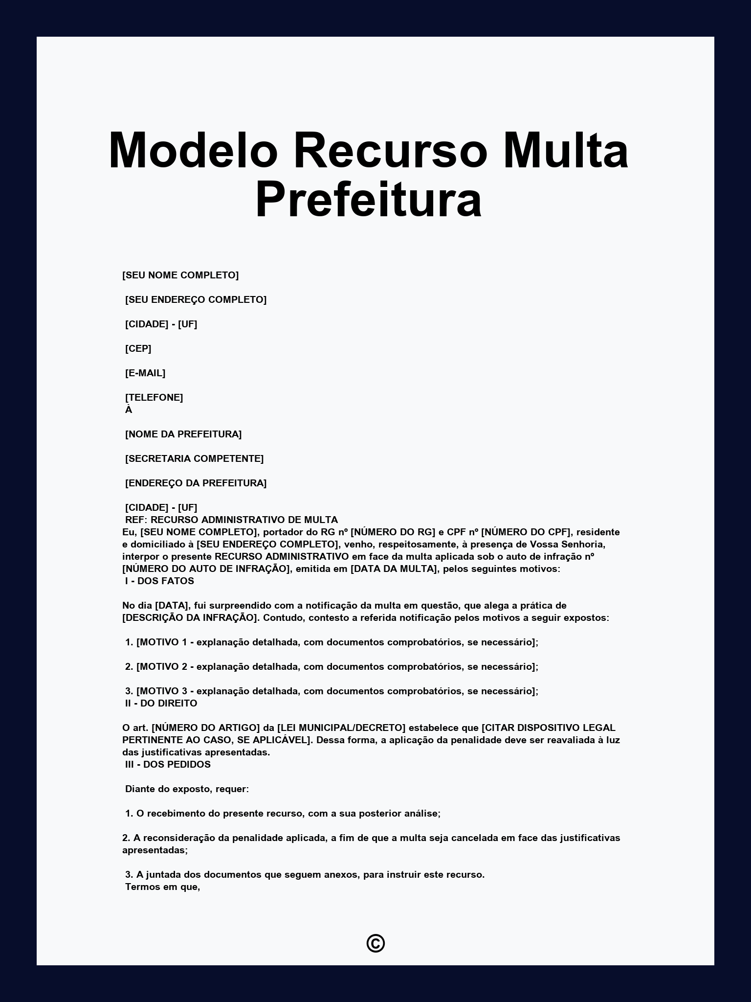 Modelo Recurso Multa Prefeitura